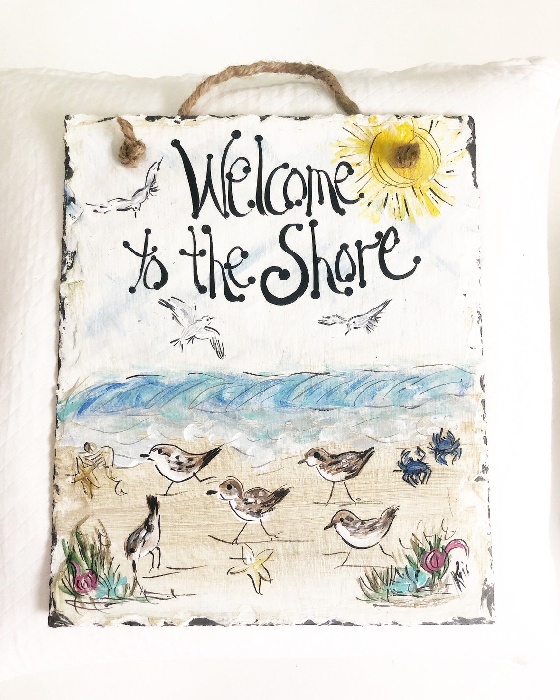 Beach Slate. Coastal Slate. Shore Slate. Summer Slate. Painted | Etsy