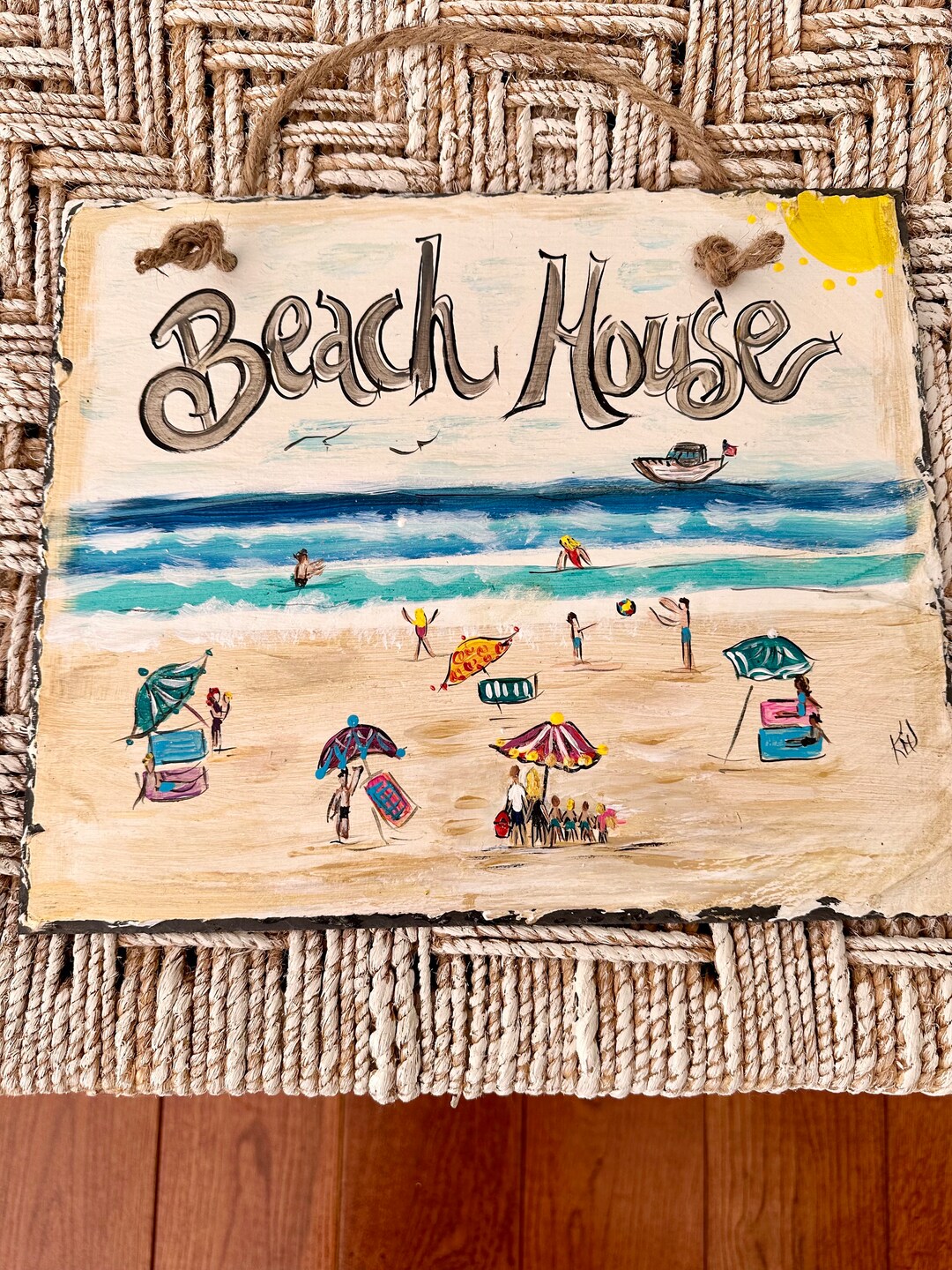 Beach Slate Beach Sign Painted Slate Handpainted Beach Shore Coastal ...