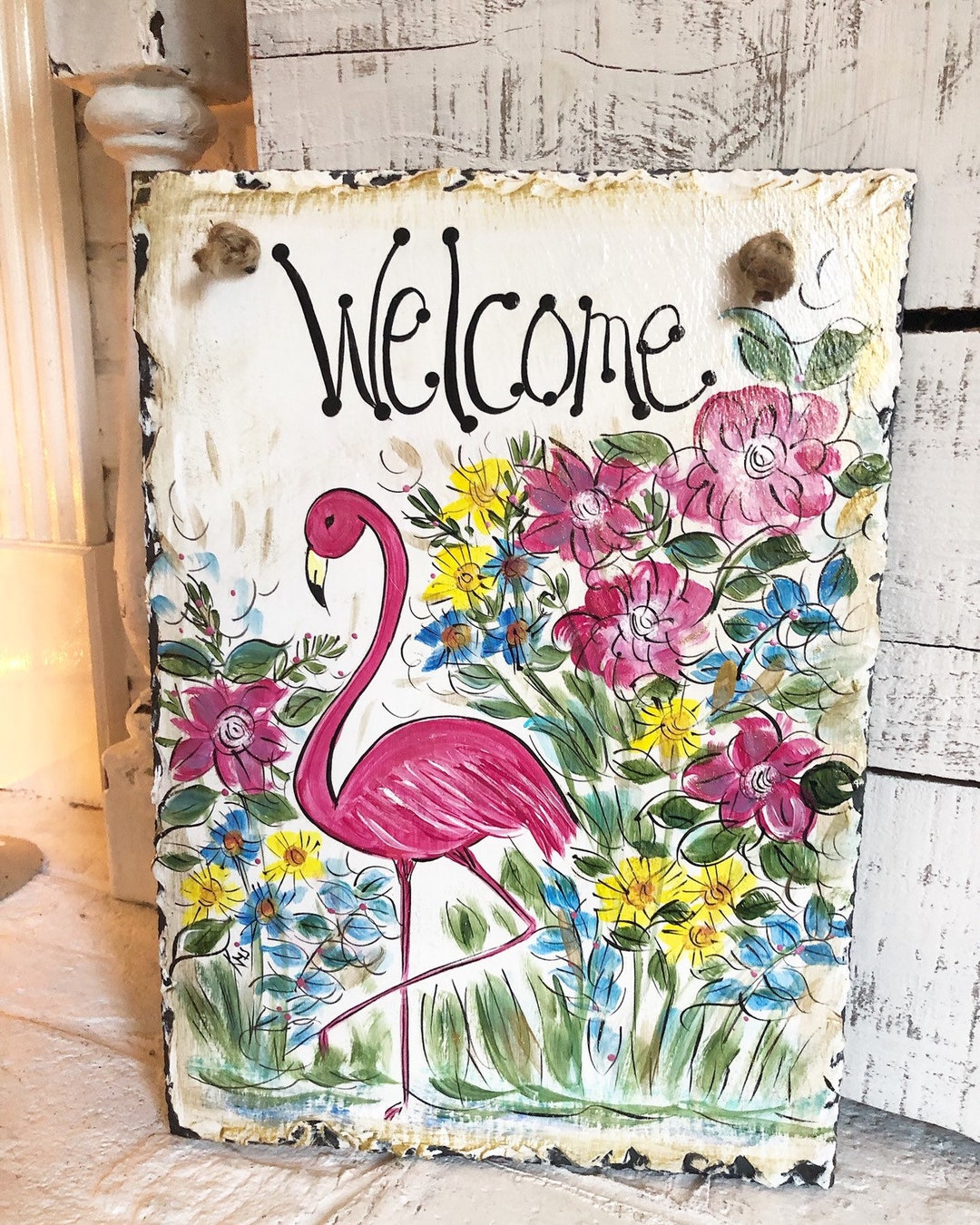 Painted Slate Spring Slate Signs Summer Slate Flamingo Slate Sign ...