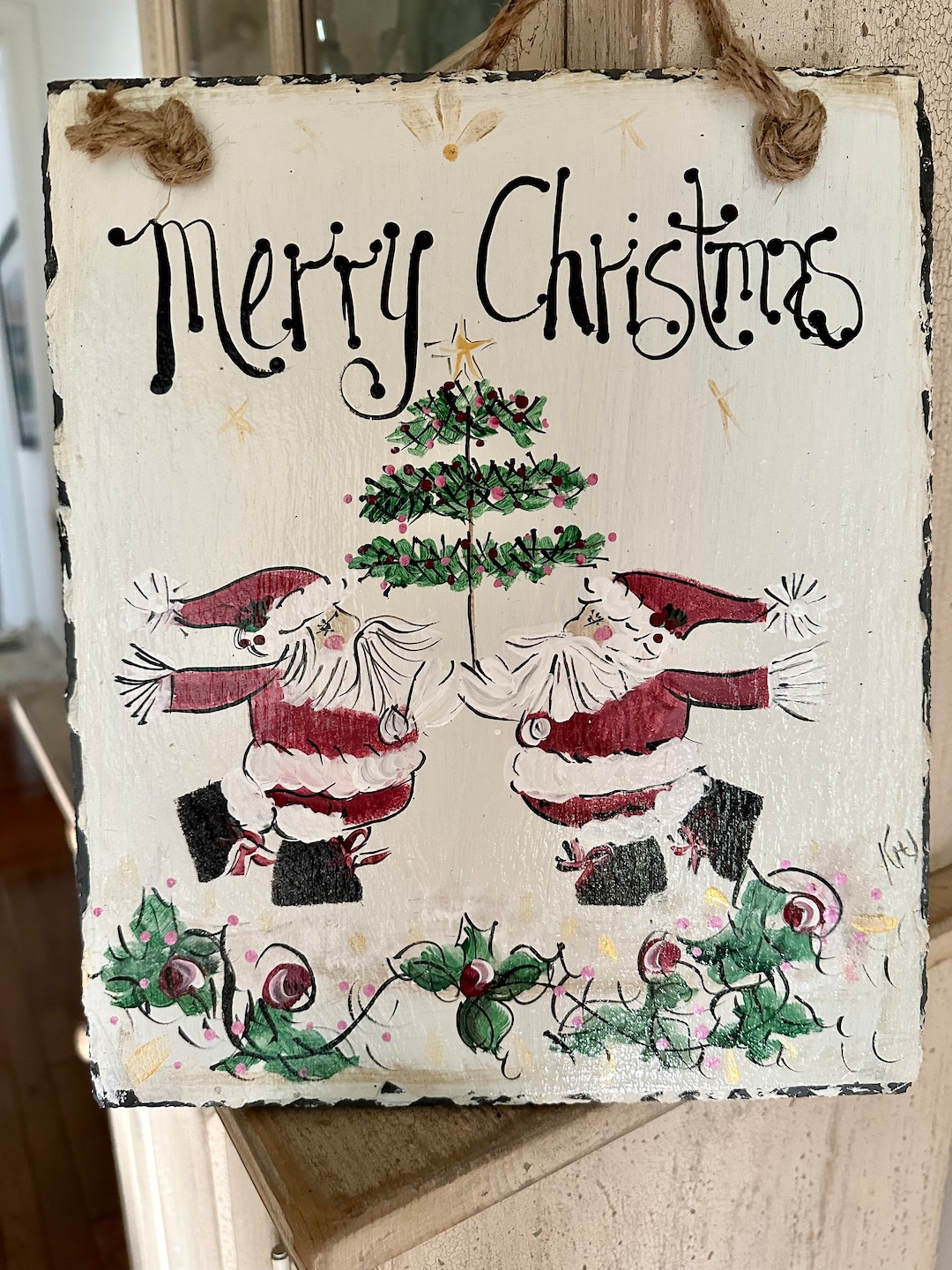 Santa Slate. Christmas Slate. Winter Slate. Merry Christmas Art ...