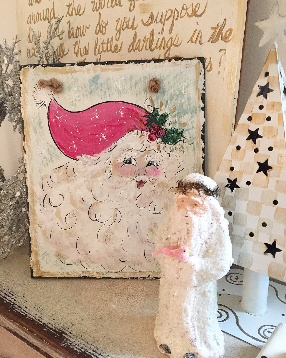 Santa Slate Sign. Christmas Slate Sign. Holiday Slate. Santa Slate ...