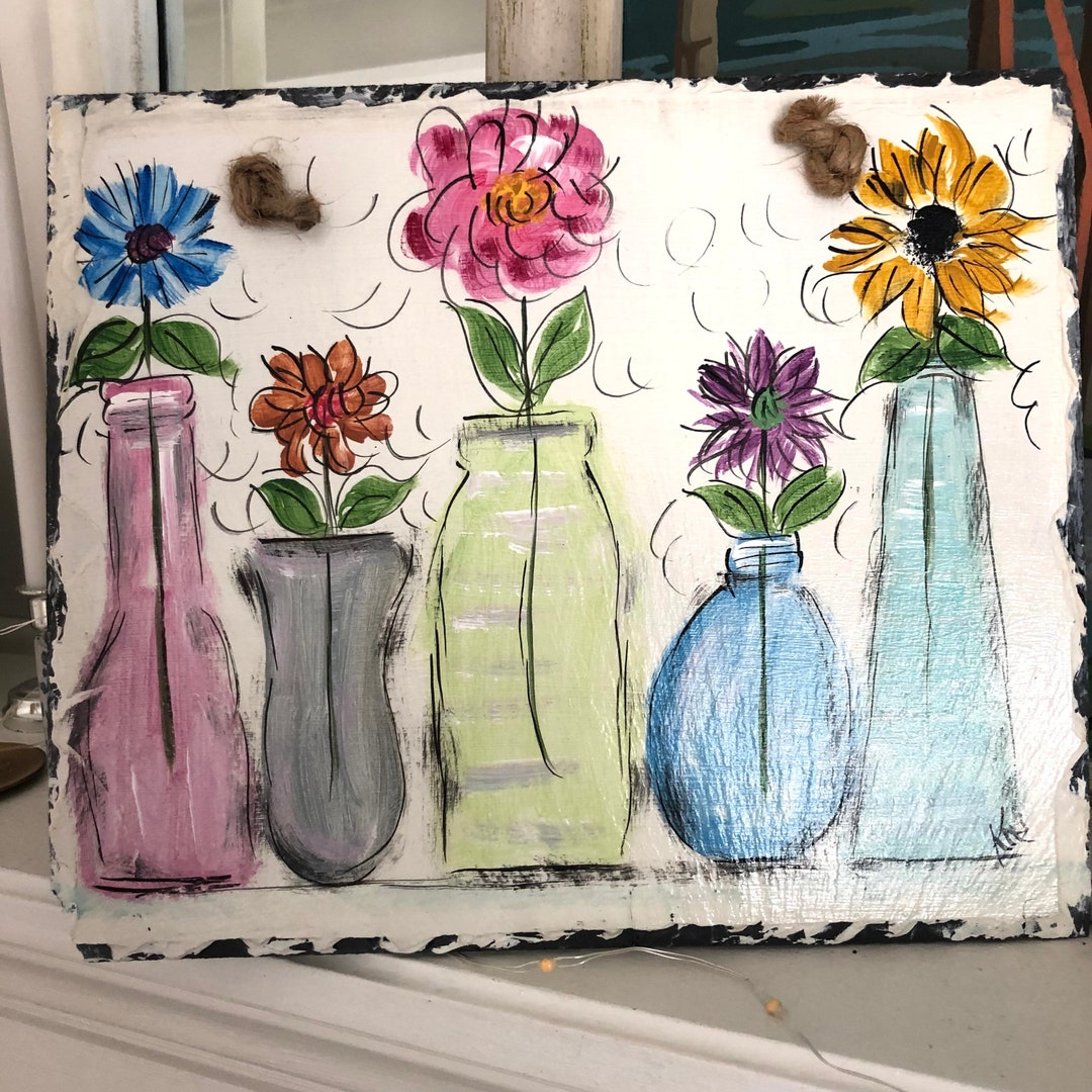 Hand Painted Slate. Slate Sign. Door Hanger. Personalized Gifts. Spring ...