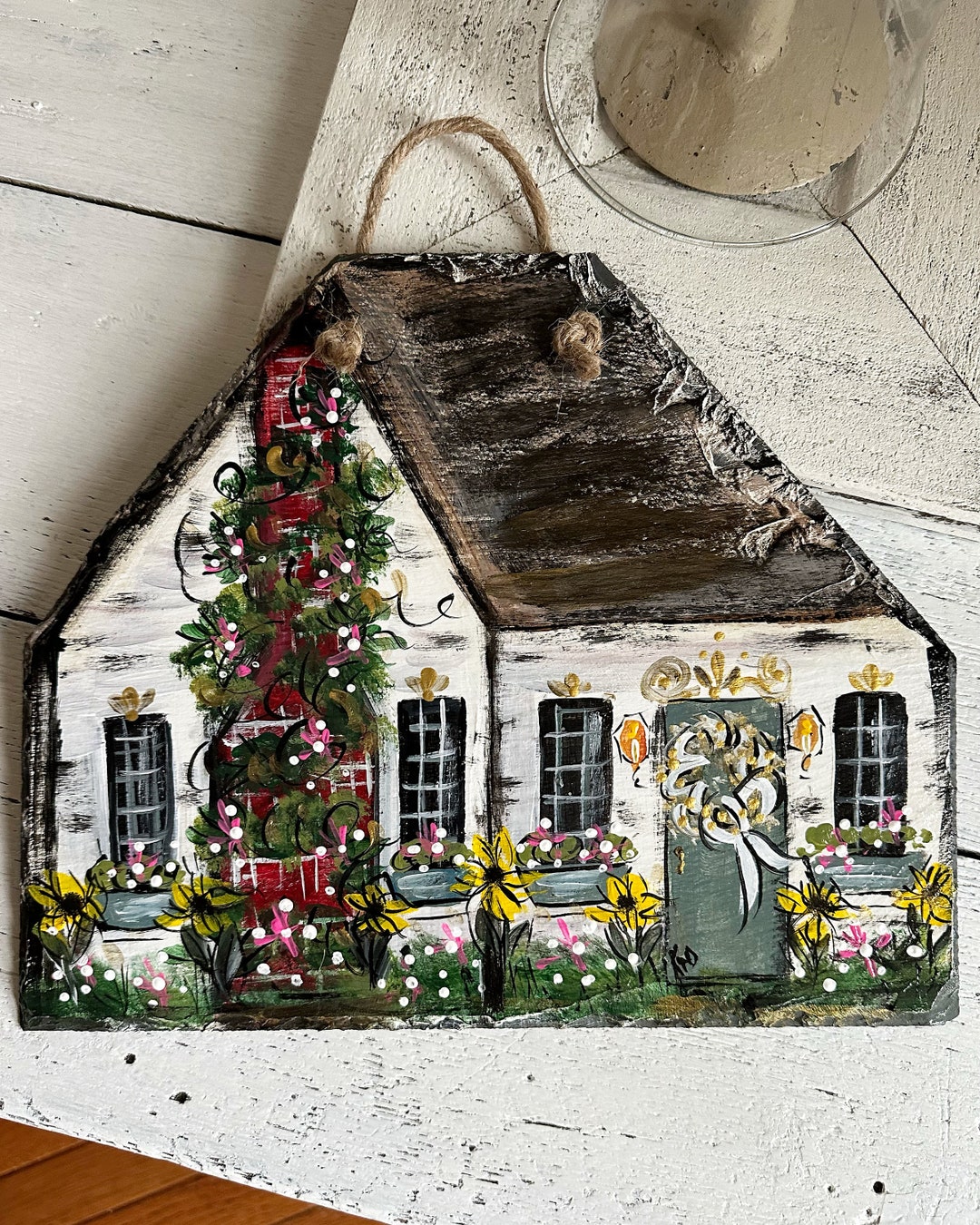 Cottage Farmhouse Painted Slate. Personalized Gift. Hand Painted Slate ...