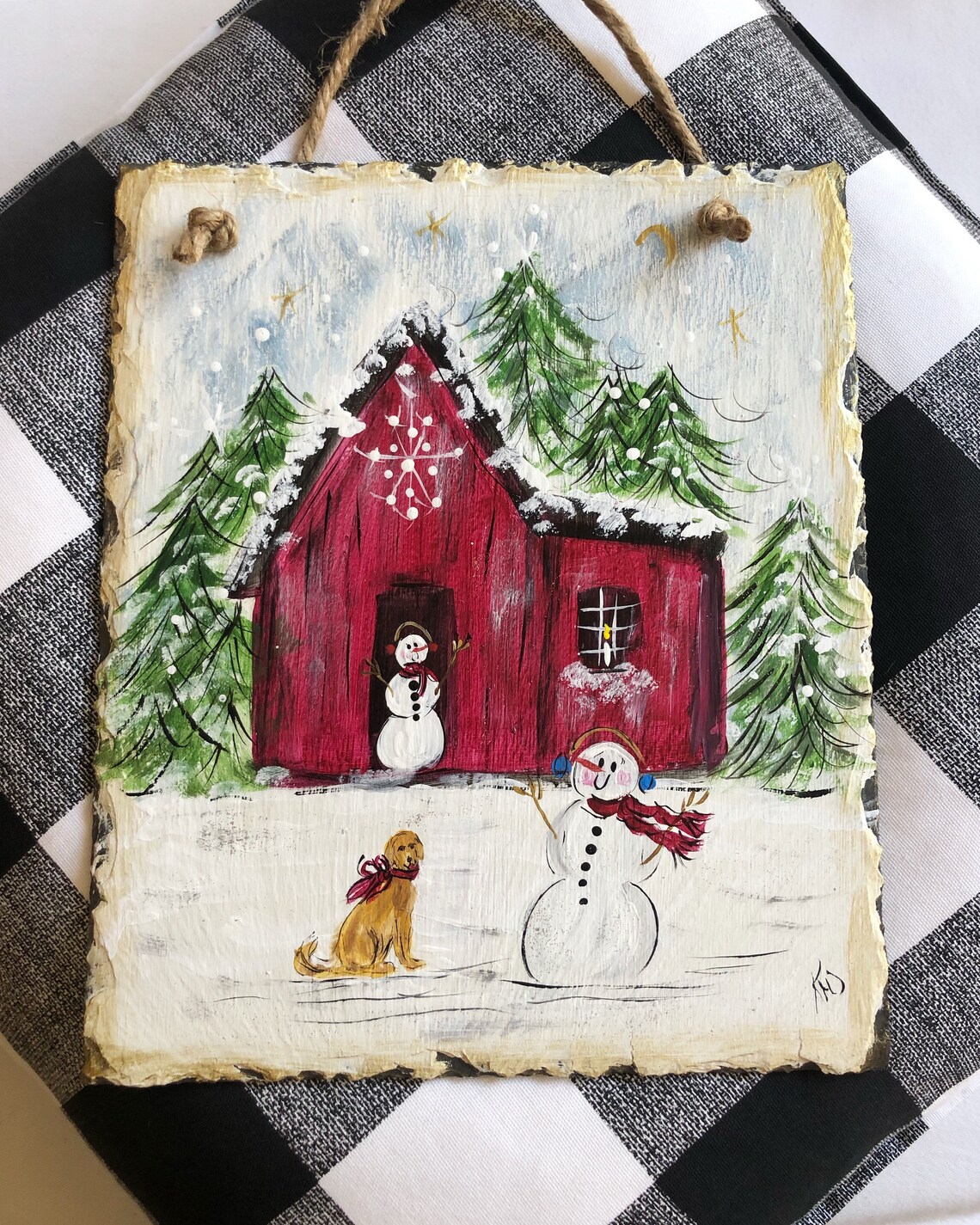 Winter Slate. Winter Slate Sign. Snowman Slate. Hand Painted | Etsy