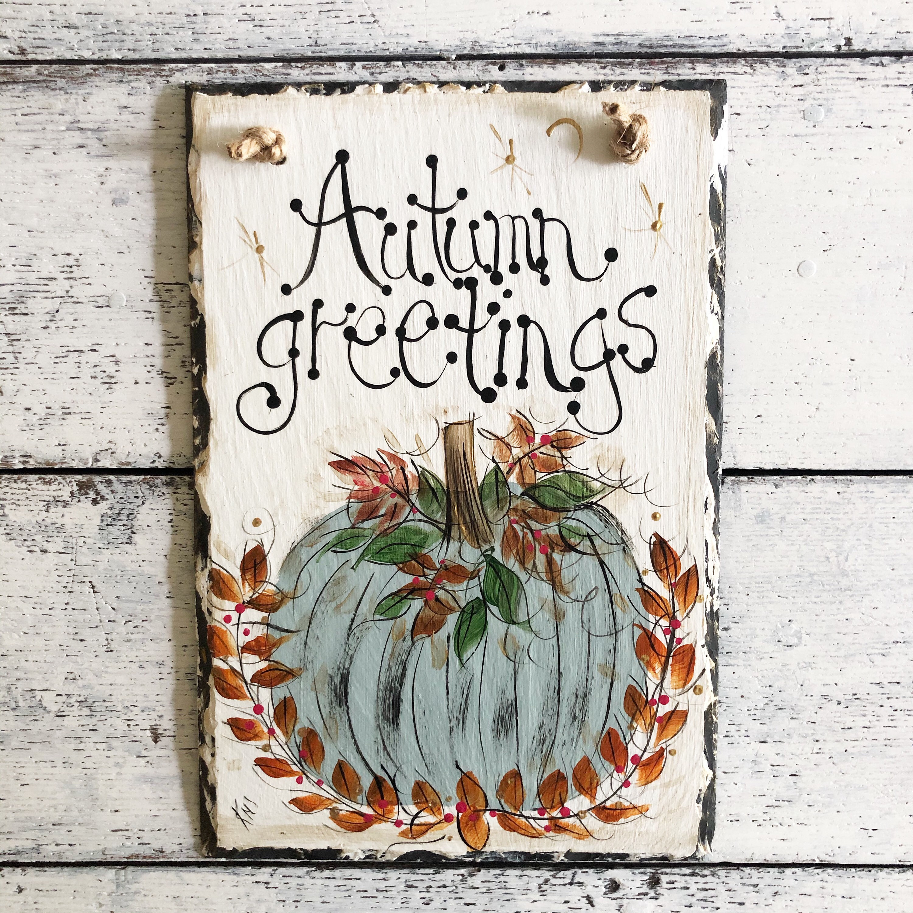 Fall Slate Sign. Pumpkin Slate Sign. Painted Slate Sign. Autumn ...