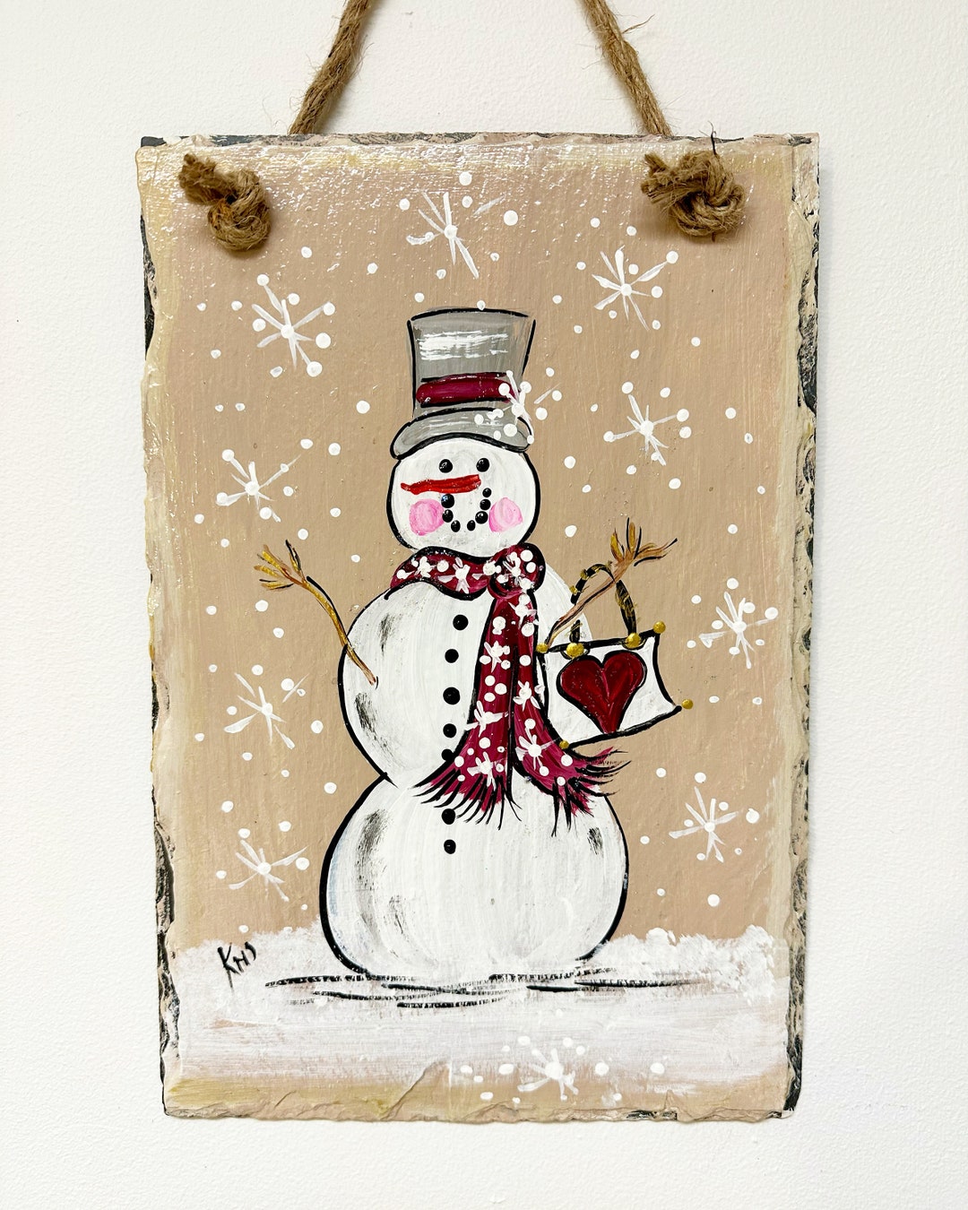 Snowman Slate Valentines Day Slate Painted Slate Personalized Gifts ...