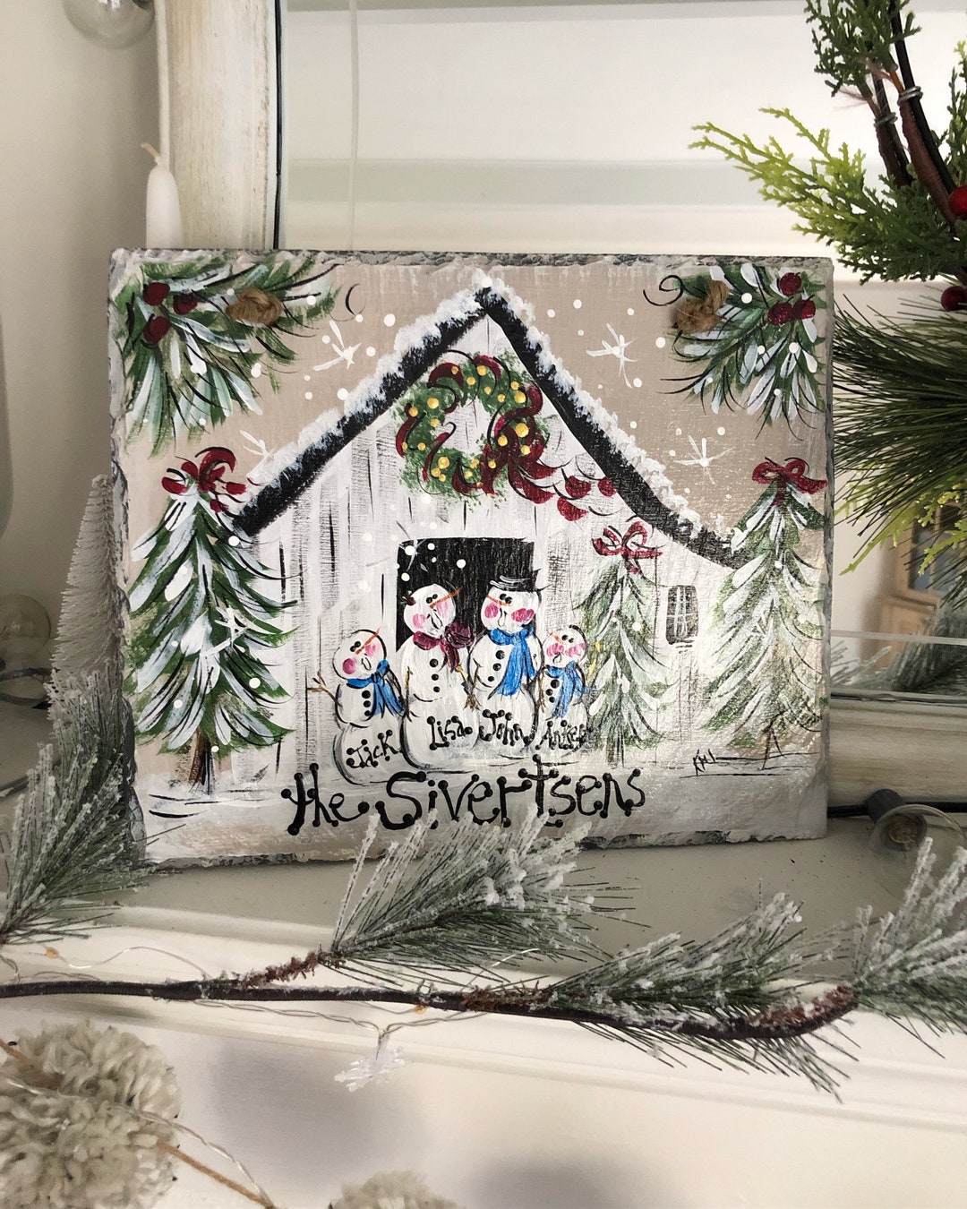 Snowman Slate. Christmas Slate. Winter Slate. Christmas Sign. Door ...