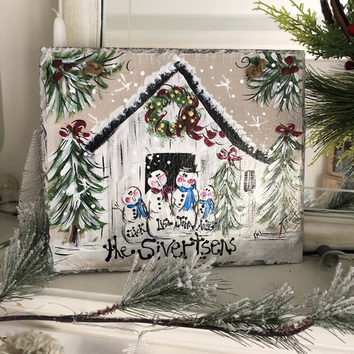 Hand Painted Winter Slate Winter Welcome Sign Winter Door - Etsy