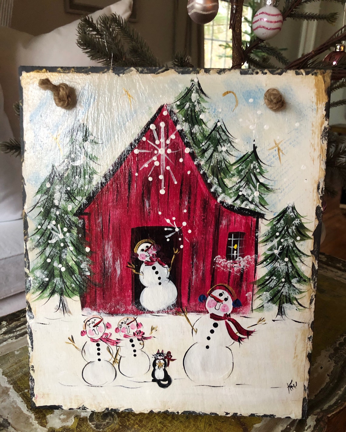 Winter Slate. Winter Slate Sign. Snowman Slate. Hand Painted | Etsy