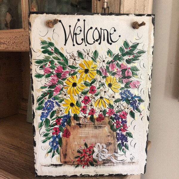 Slate Welcome Sign - Etsy