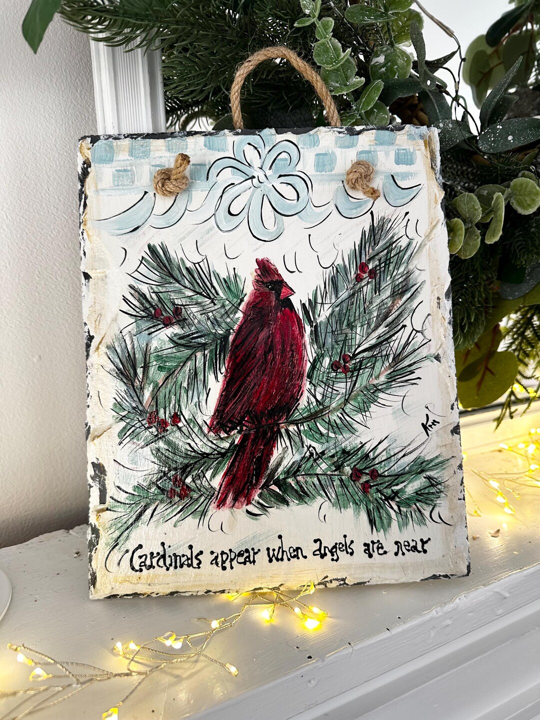 Cardinal Sign. Cardinal Slate. Painted Slate. Winter Slate. Fall Slate ...