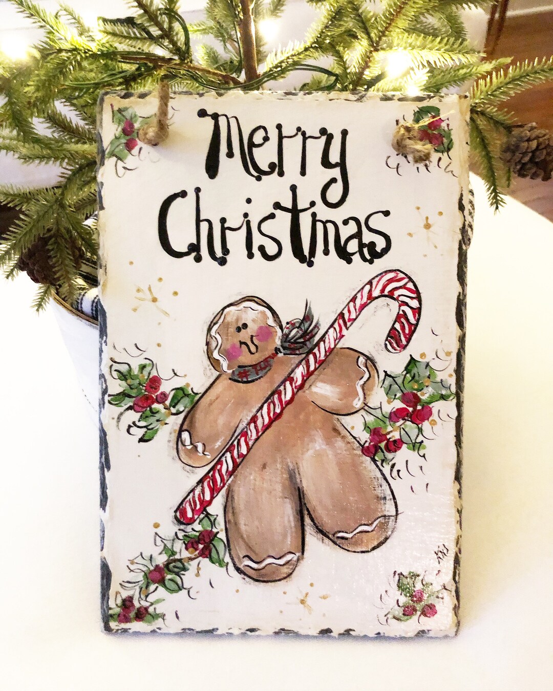 Christmas Slate Sign. Merry Christmas Slate. Gingerbread Man Sign ...