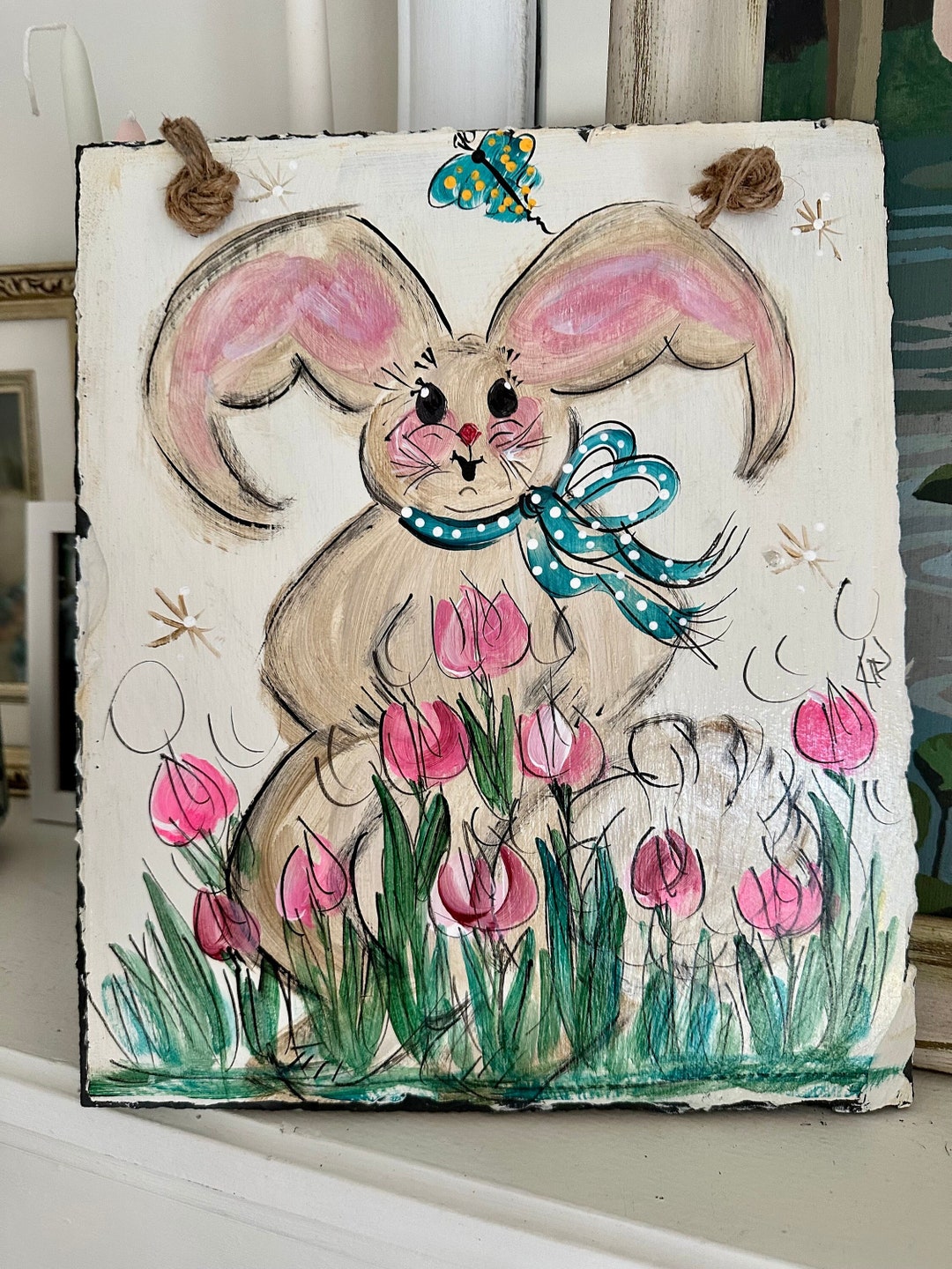 Spring Slate Sign Spring Slate Easter Slate Bunny Slate Hand Painted ...