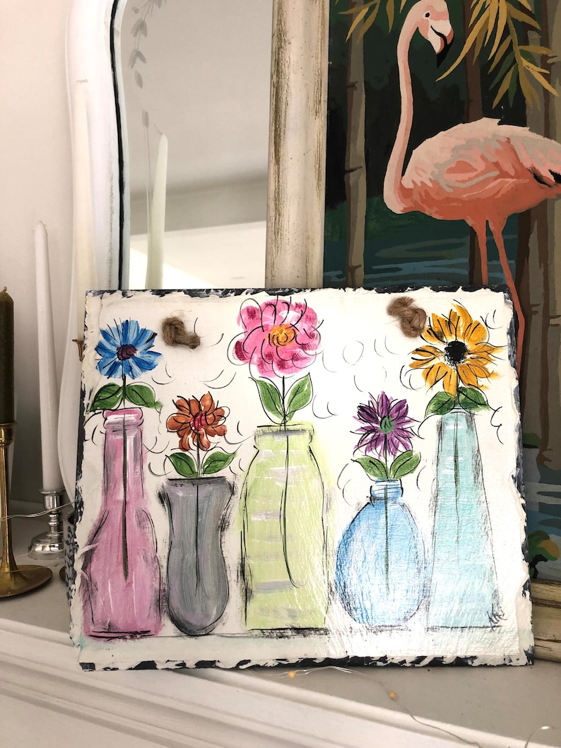 Hand Painted Slate. Slate Sign. Door Hanger. Personalized Gifts. Spring ...