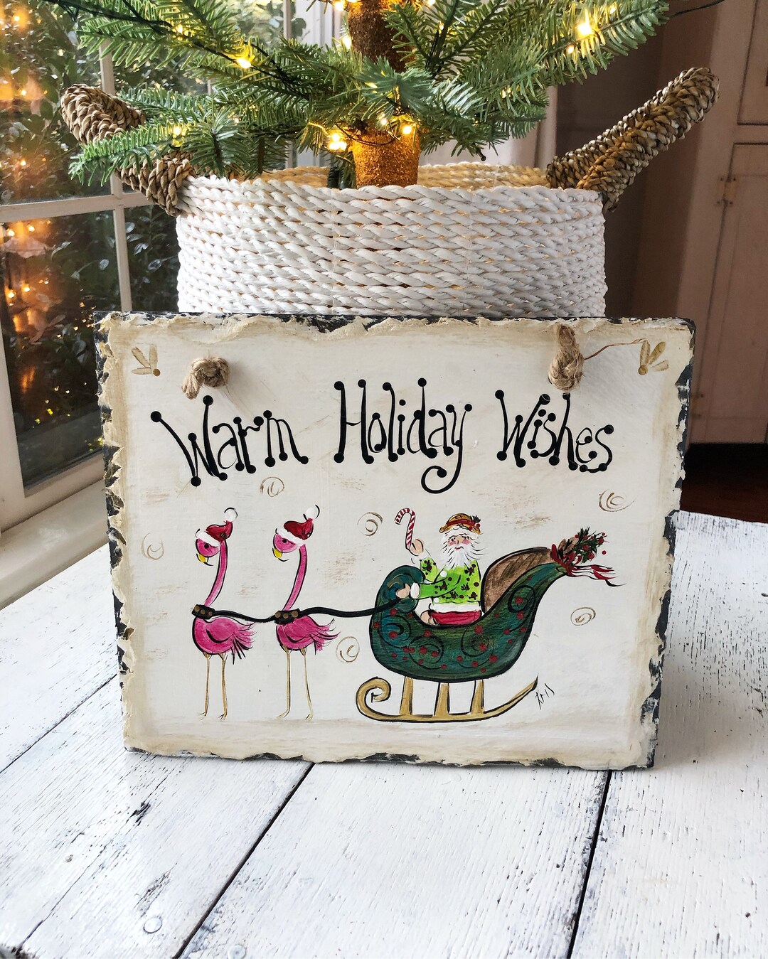 Christmas Slate Sign Painted Slate Sign, Winter Decor Welcome Sign ...