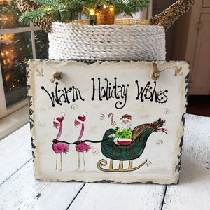 Christmas Slate Sign Painted Slate Sign, Winter Decor Welcome Sign ...