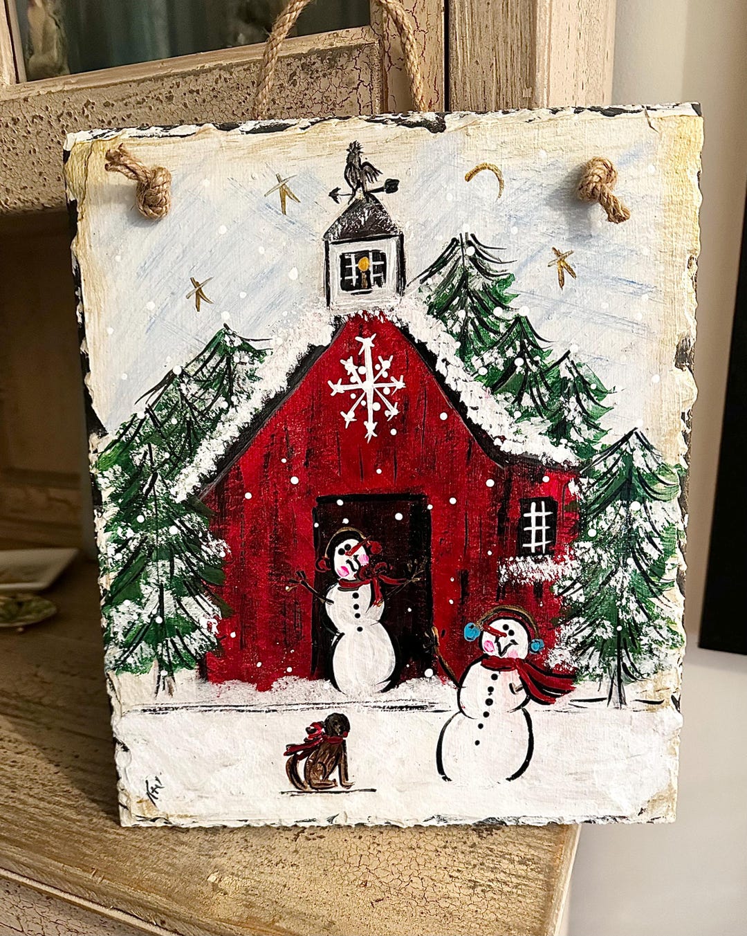 Winter Slate. Winter Slate Sign. Snowman Slate. Hand Painted Slate ...