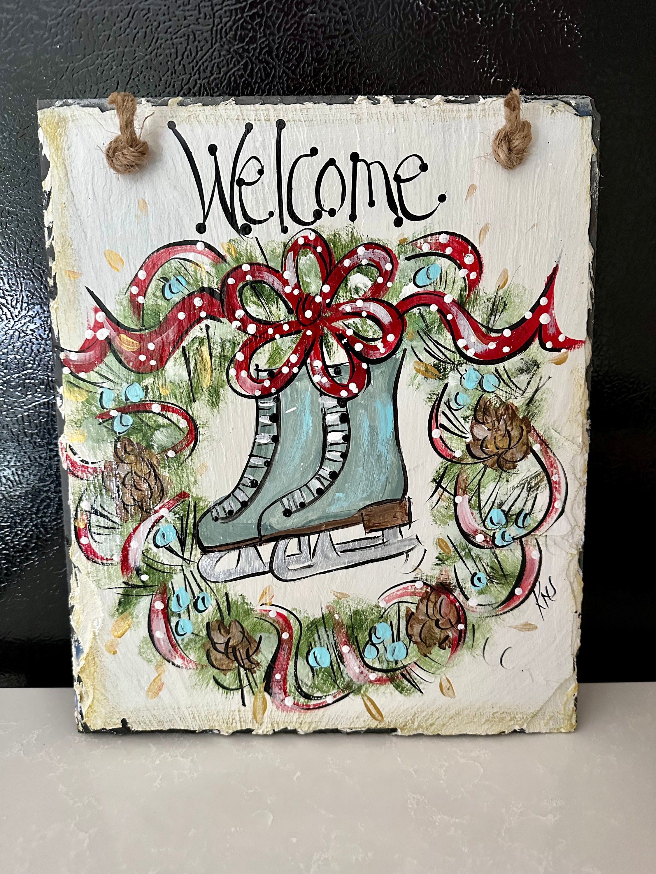 Holiday Slate, Christmas Slate, Winter Slate, Winter Sign, Hand Painted ...