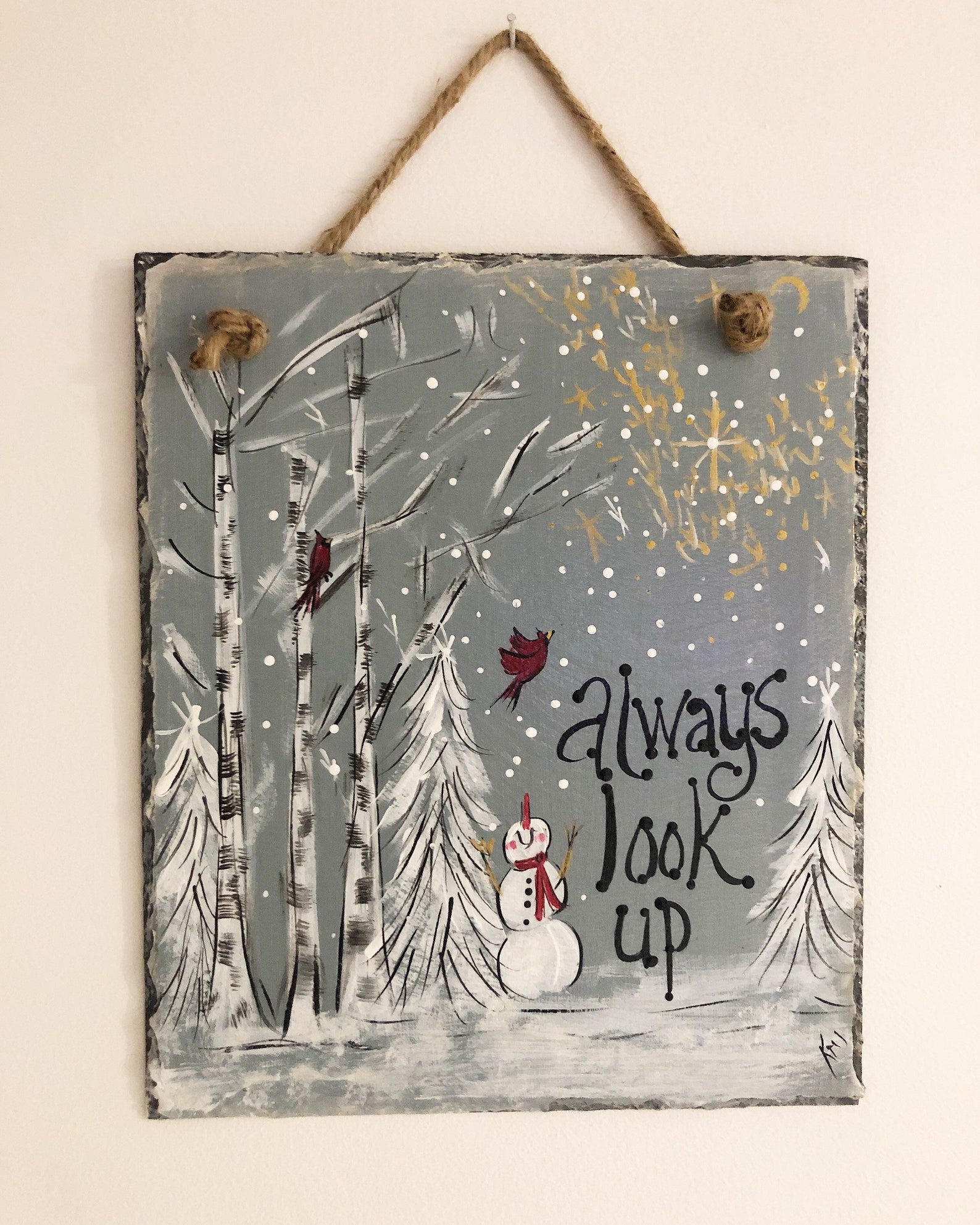Winter Slate Sign. Snowman Slate. Holiday Slate Painted Slate - Etsy