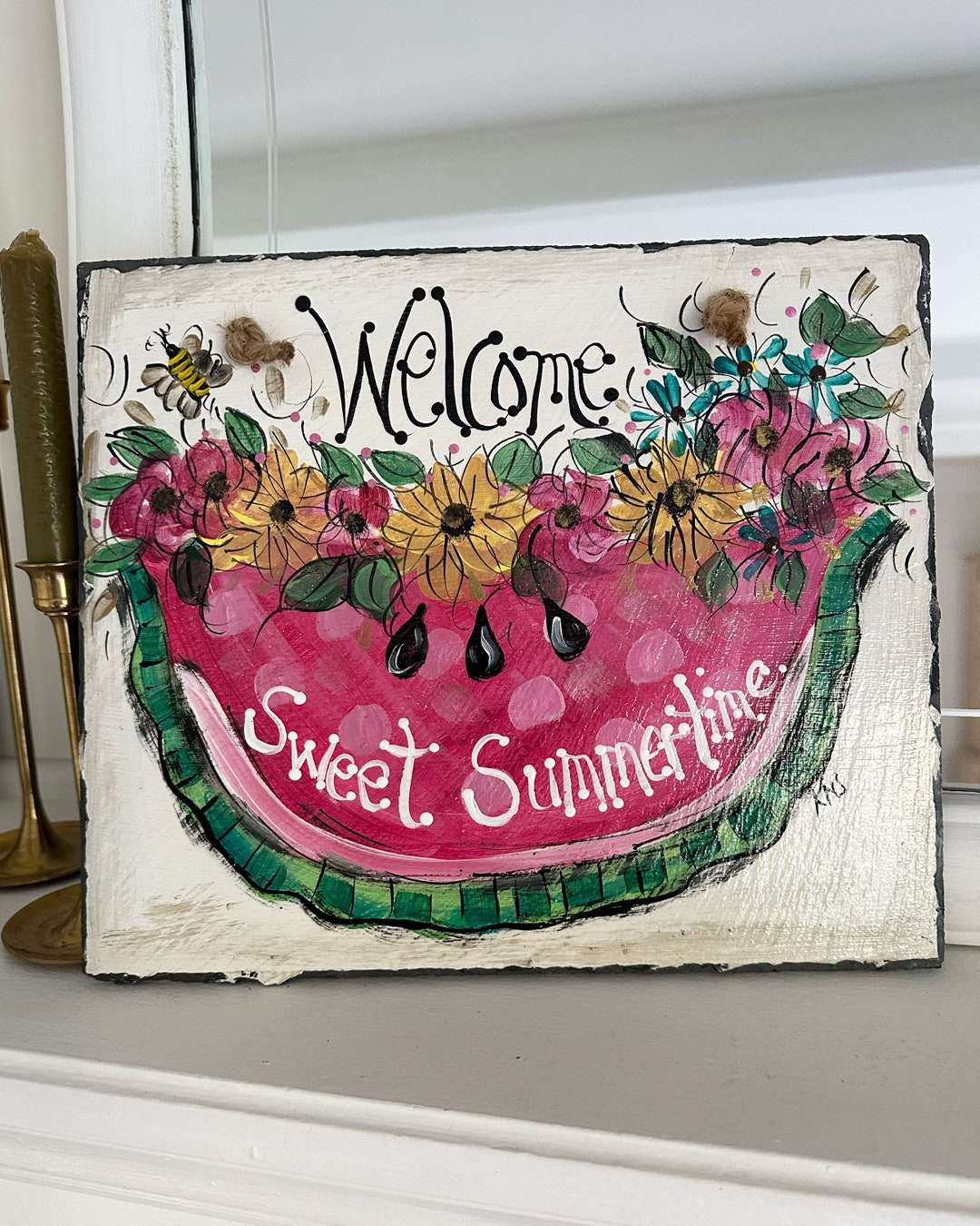 Watermelon Art. Summer Slate Sign. Personalized Gifts. Spring Slate ...