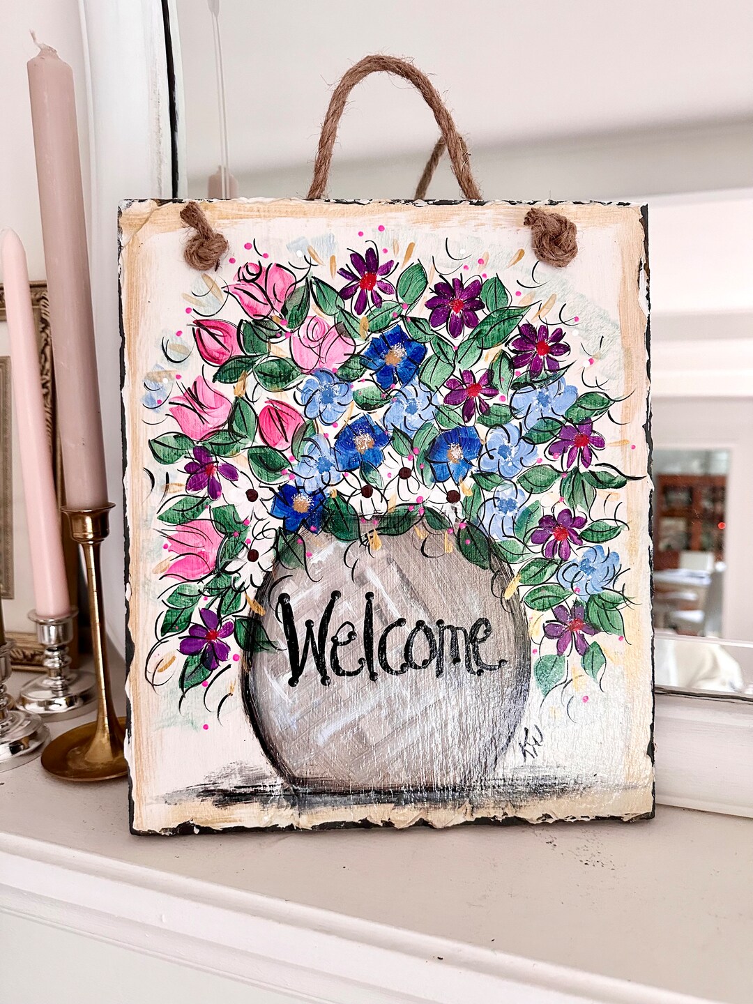 Spring Slate Sign. Summer Slate Sign. Personalized Gifts. Painted Slate ...