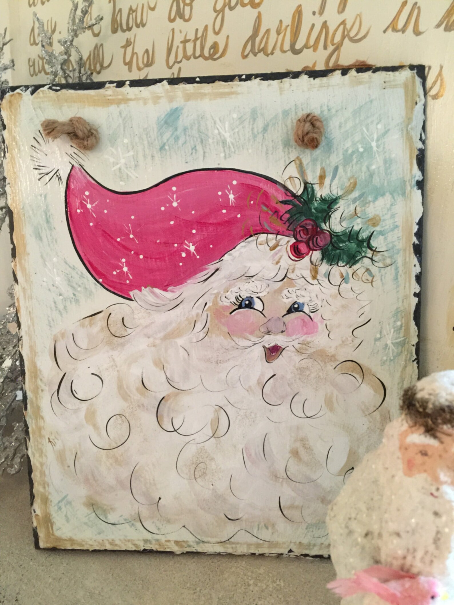 Santa Slate Sign. Christmas Slate Sign. Holiday Slate. Santa Slate ...