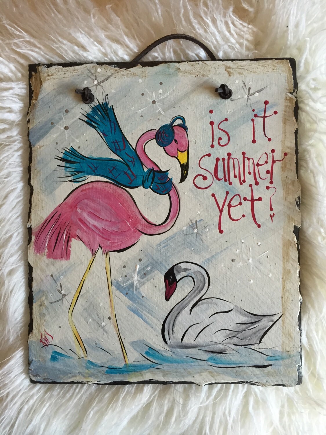 Hand Painted Slate Painted Slate Slate Flamingo Slate Art | Etsy