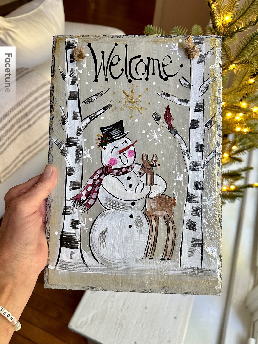Winter Slate Sign. Winter Sign. Deer Art. Snowman Art. Welcome Sign ...