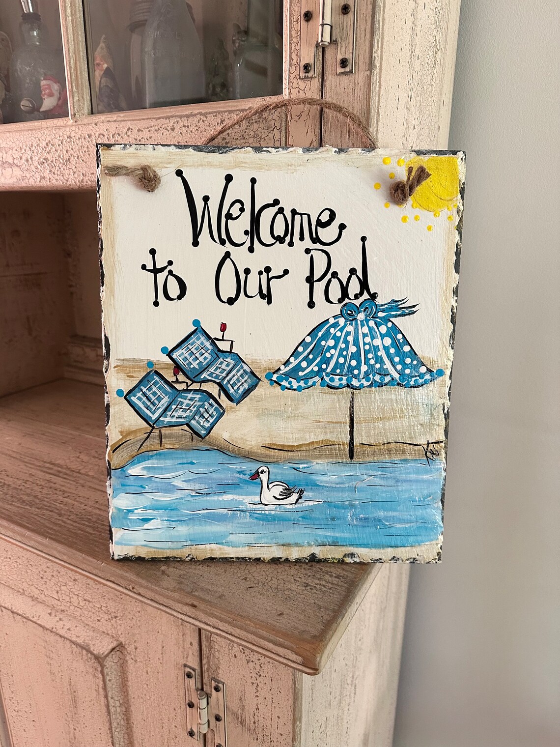Pool Slate Sign Summer Slate Sign Pool Decor Sign Door Hanger Welcome ...