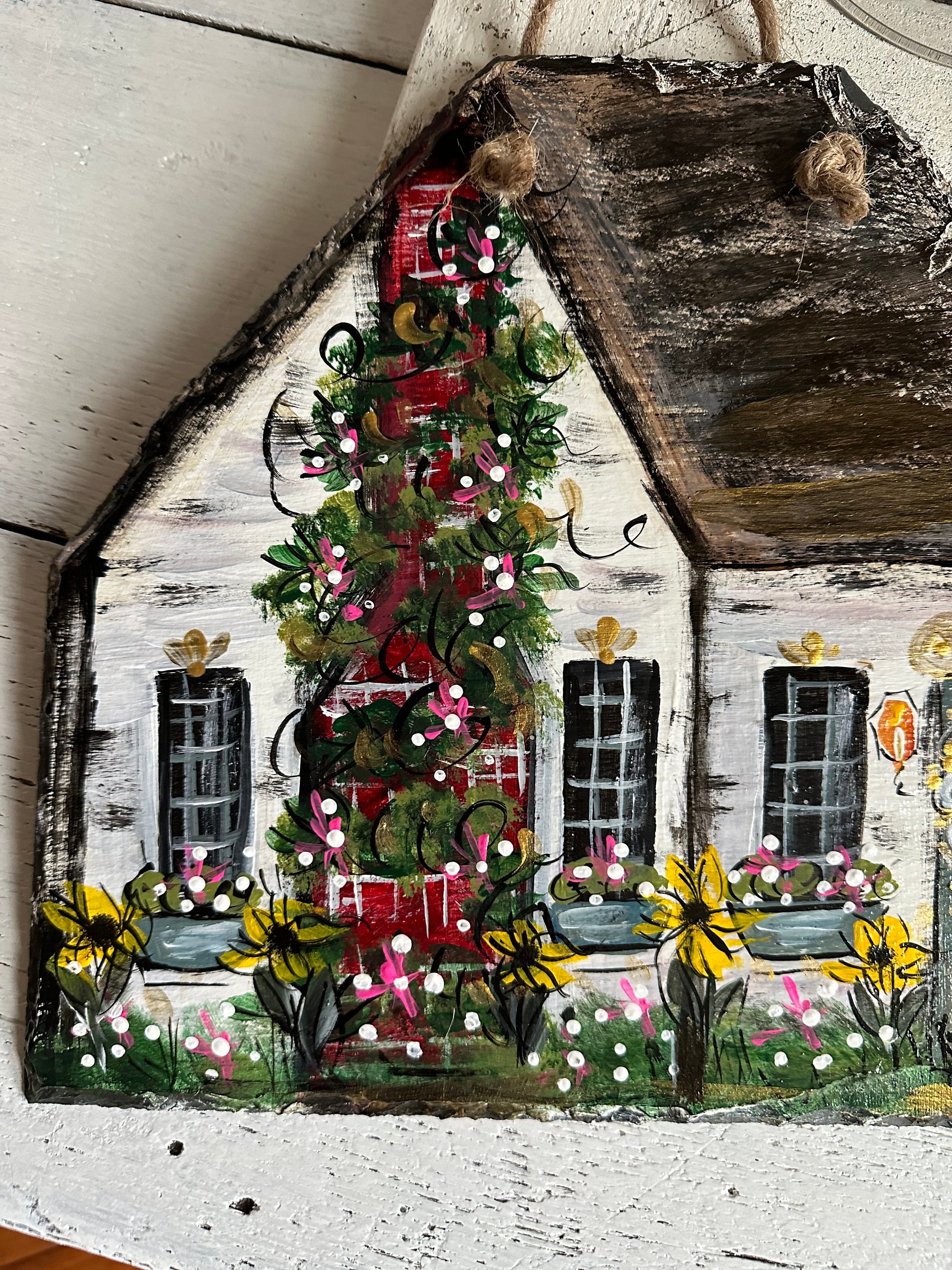 Cottage Farmhouse Painted Slate. Personalized Gift. Hand Painted Slate ...