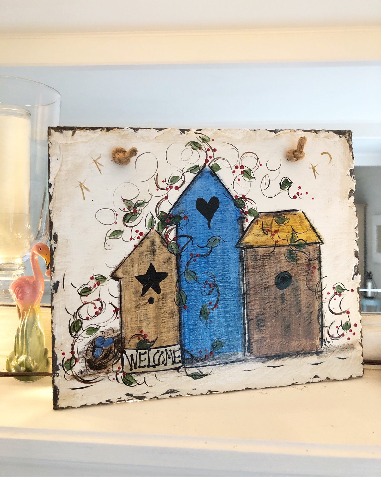 Painted Slate Sign Painted Birdhouse Slate Sping Slate Sign Summer ...