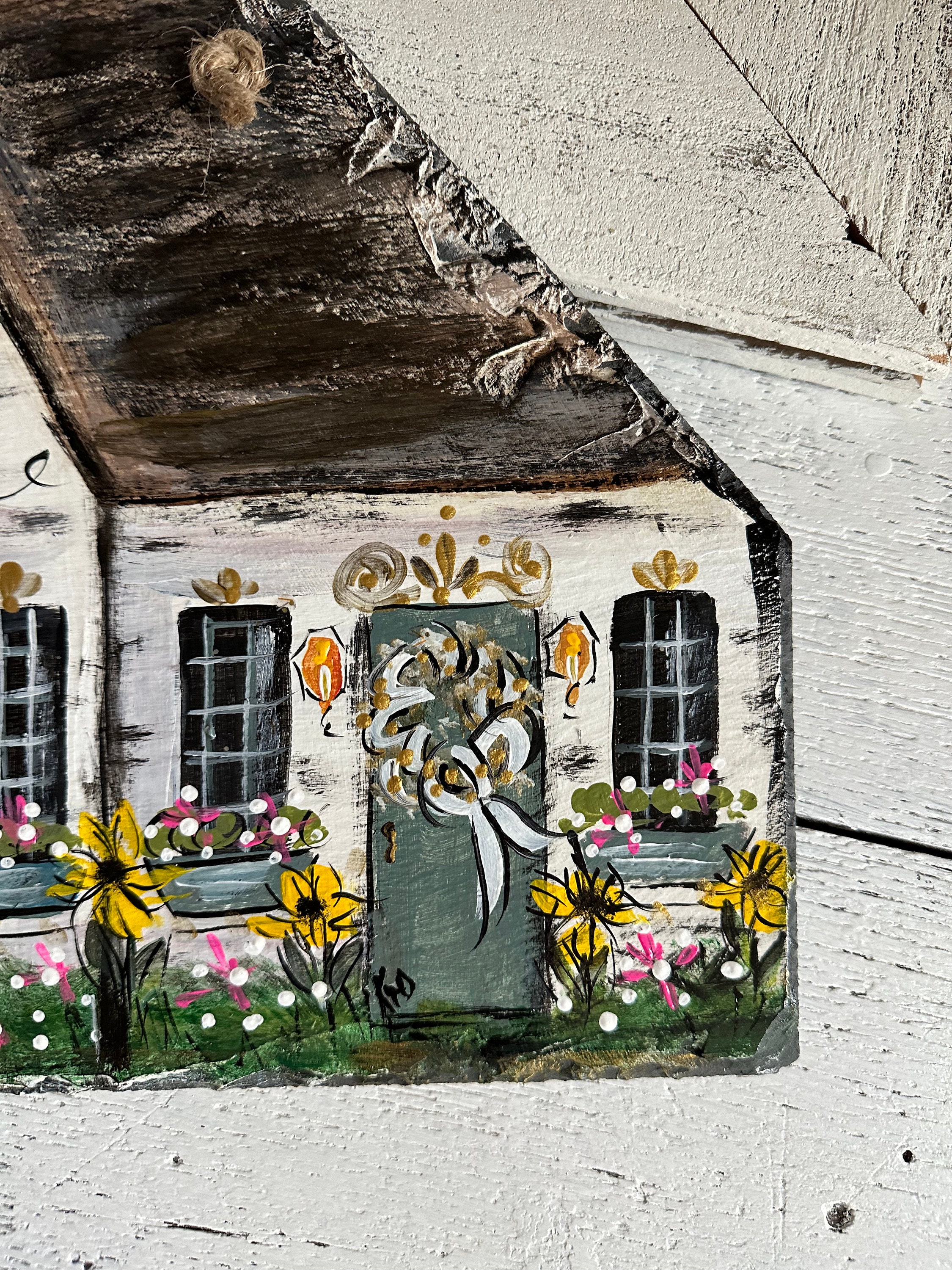 Cottage Farmhouse Painted Slate. Personalized Gift. Hand Painted Slate ...