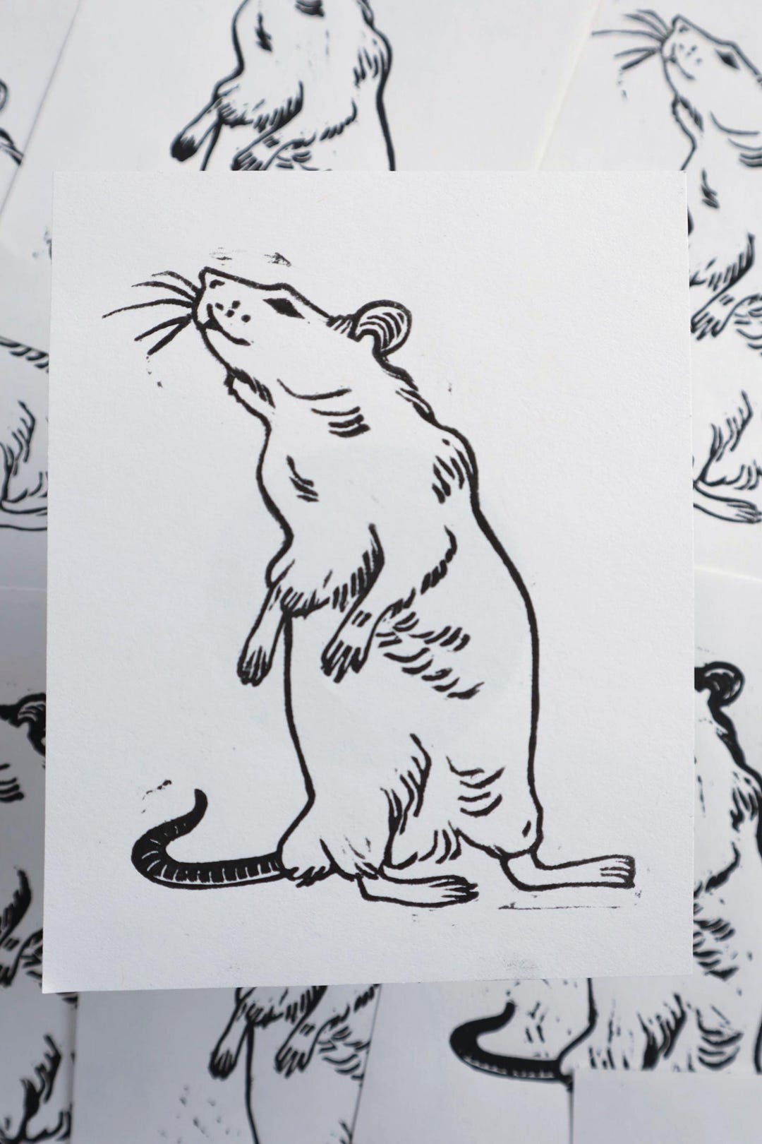 Rat Handmade Linocut Print - Etsy