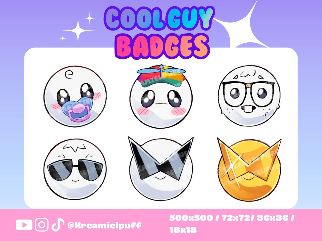 Twitch "cool Guy" Sub Badges, Funny Emotes, Streaming Assets (digital ...