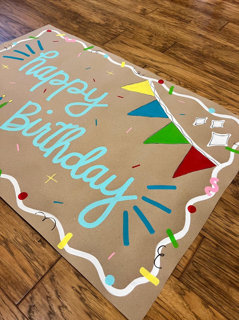 Happy Birthday Banner | Hand Painted Birthday Banner | Birthday Candle ...