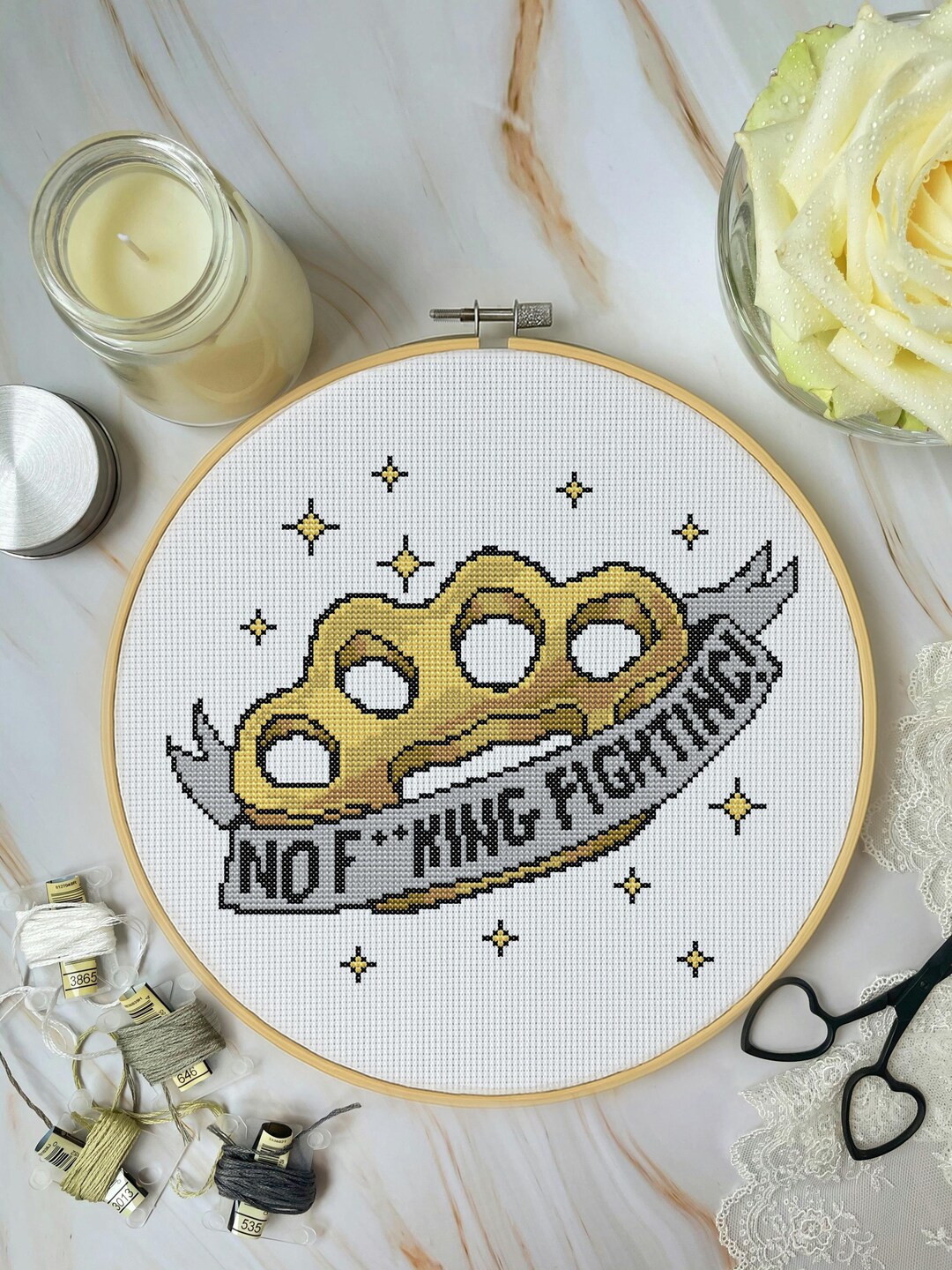 No Fighting Cross Stitch Pattern: Peaky Blinders Inspired Embroidery ...