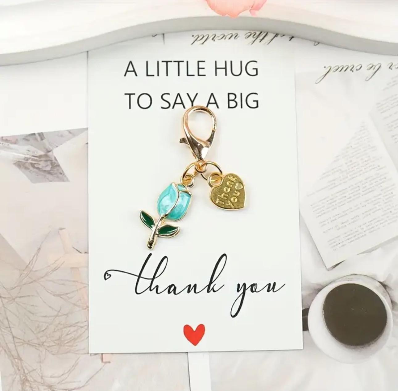 Tulip Thank You Keychain Set With Pocket Hug Cards Set of 5 - Encouragement Gift - Etsy