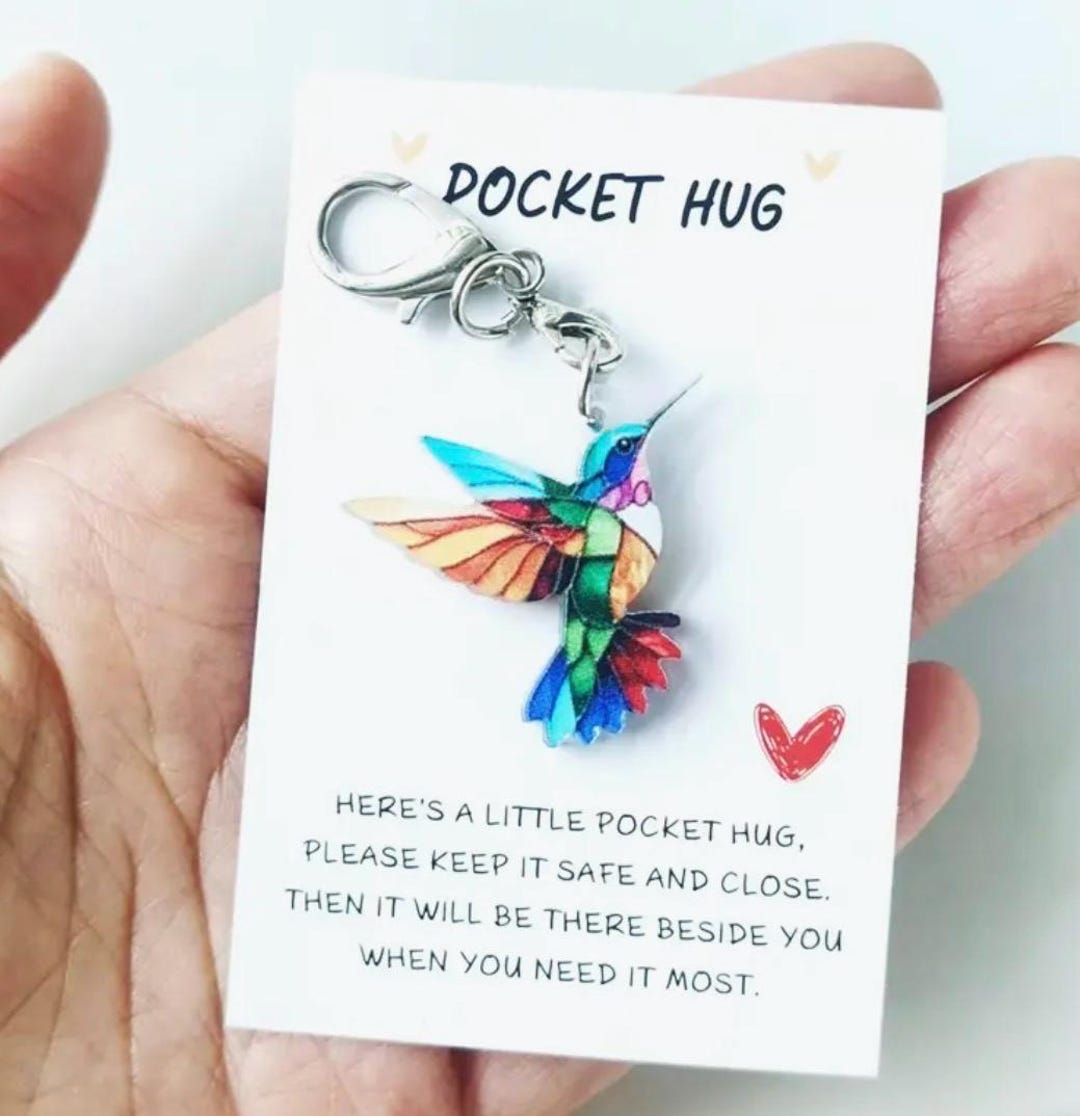 Hummingbird 1” Keychain Pocket Hug. Colorful Encouragement Gift ~~~set ...