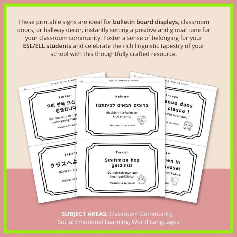 Multicultural Posters for Class | Multilingual Welcome Signs - Etsy