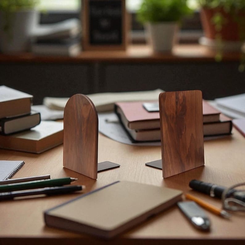 Personalized Wooden Bookends, Custom Craved Ornament Heavy Duty ...