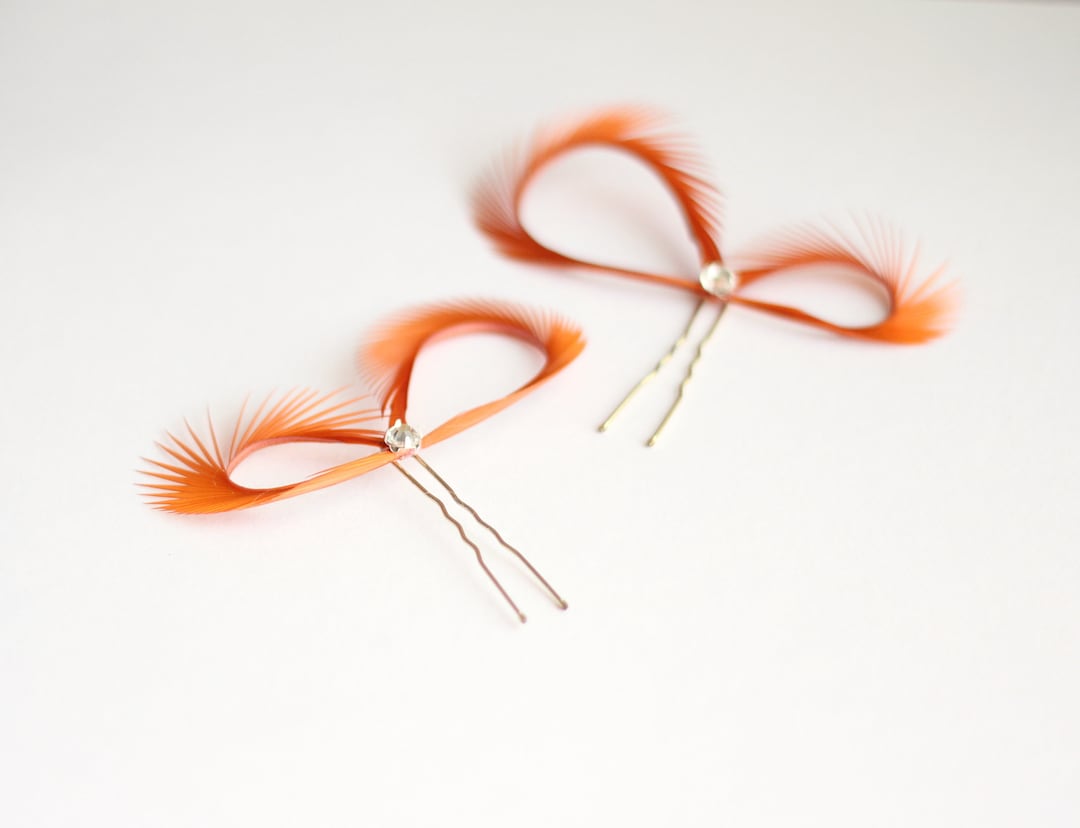 Orange Hair Clips 2x Orange Fascinators for Wedding Guest Hair Pins ...