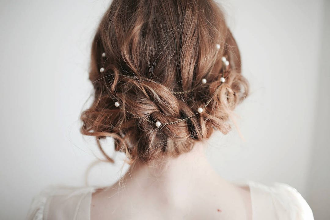 Pearl Hair Chain Bridal Pearl Headband Boho Head Chain Pearl Hair ...