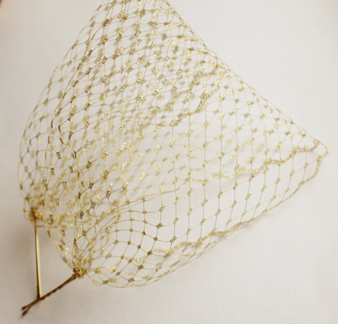 Gold Birdcage Veil Gold Wedding Veil Short Gold Metallic Veil Bird Cage ...