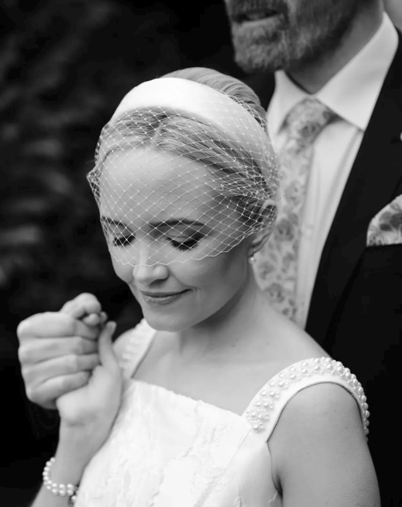 Wedding Headband Veil: Town Hall Wedding Headpiece Veiled Bridal ...