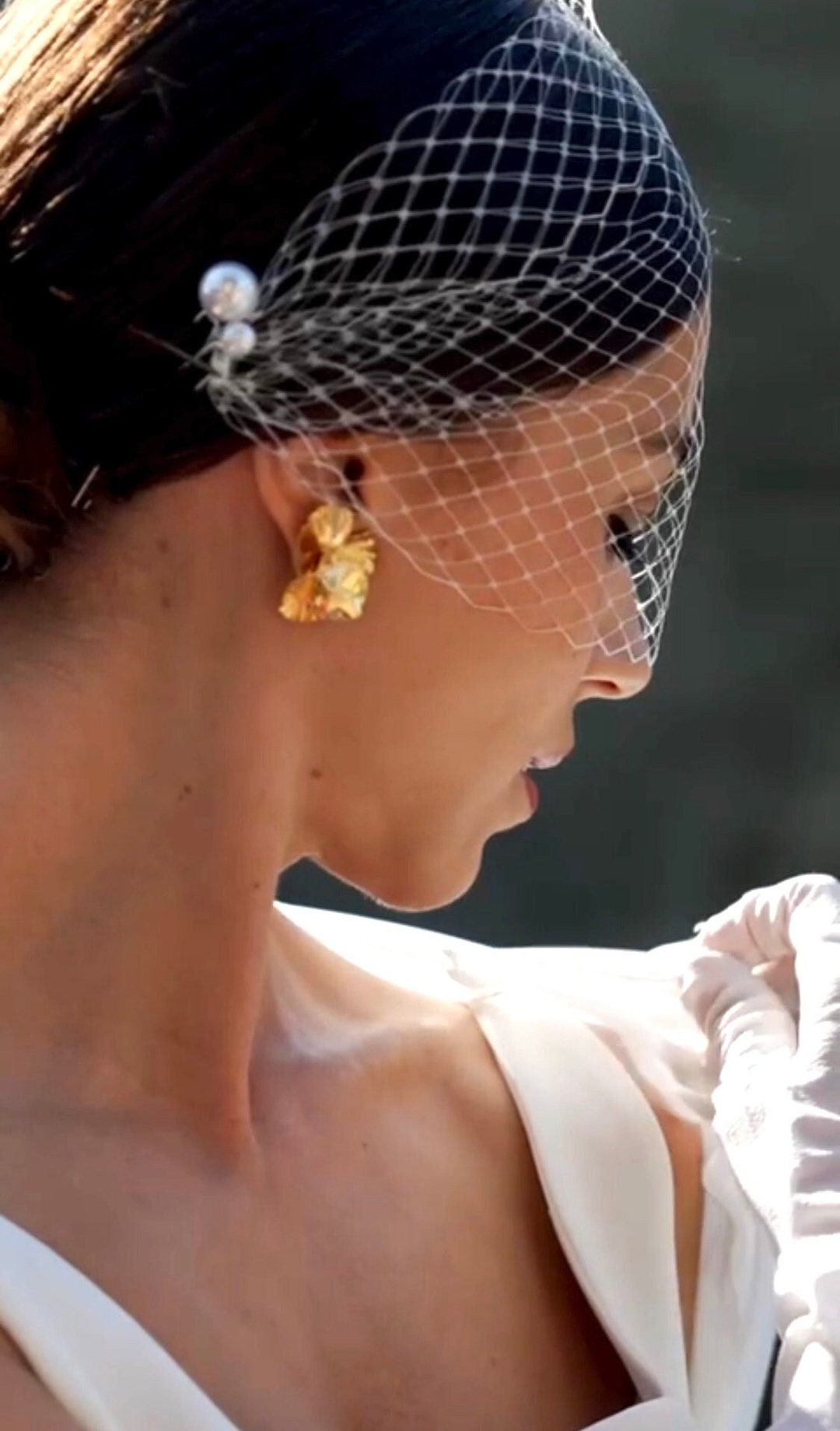 Pearl Birdcage Veil Mini Wedding Veil Courthouse Veil Bird Cage Veil ...