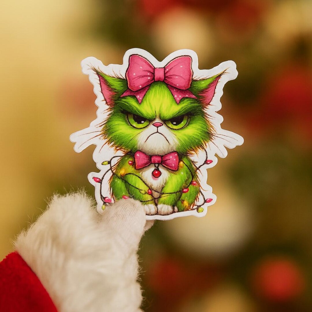 Angry Christmas Cat Vinyl Sticker or Magnet - Etsy