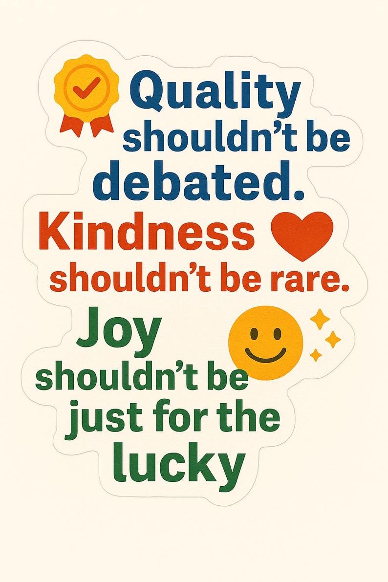 Quality, Kindness, Joy 3" Vinyl Sticker or Magnet - Etsy
