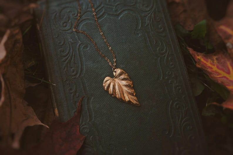 Autumn Romance. a Simple Heart Shaped Leaf Brass Nature Necklace - Etsy