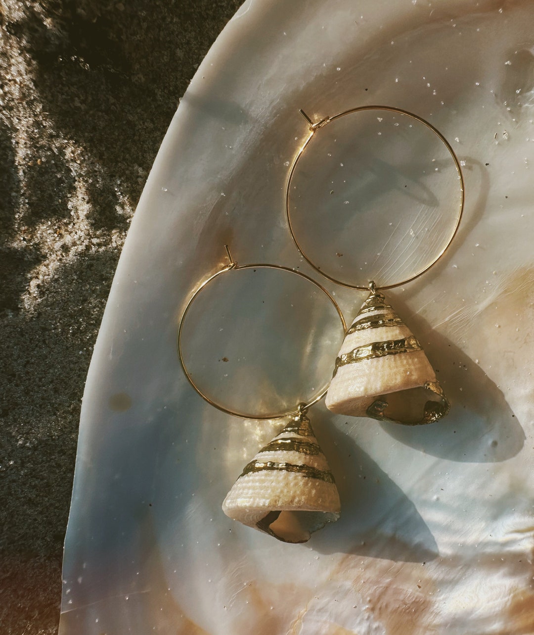 Isla. a Pair of Boho Nautical Seashell Hoop Earrings - Etsy