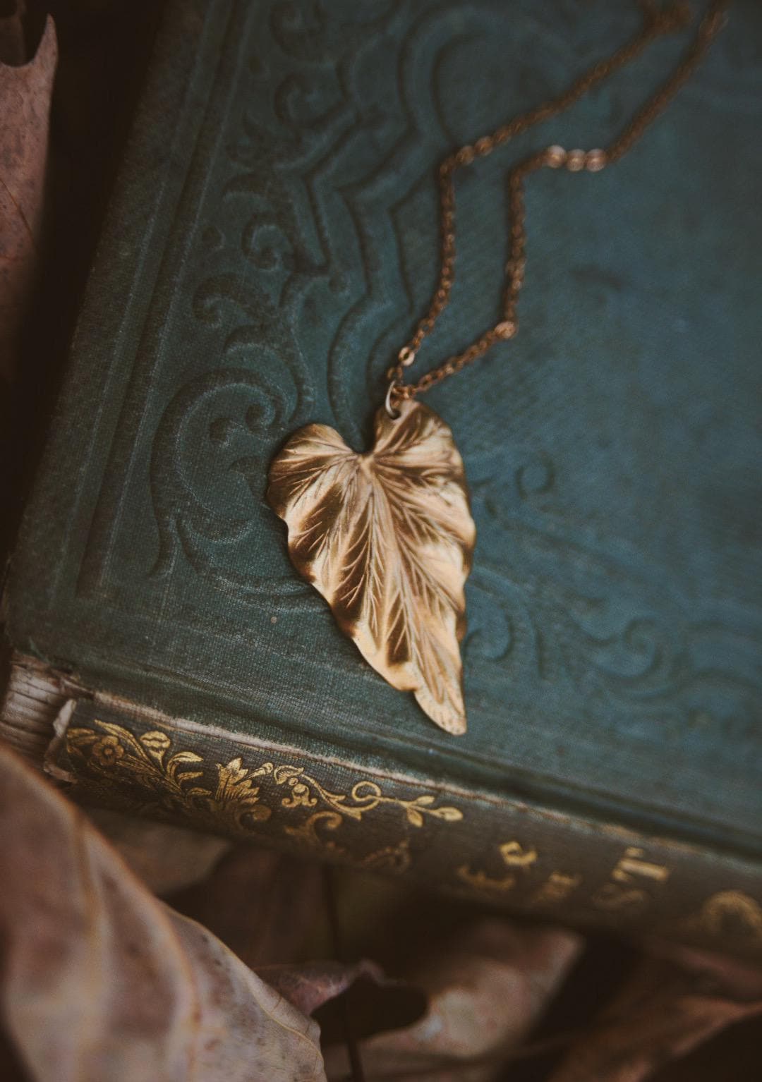 Autumn Romance. a Simple Heart Shaped Leaf Brass Nature Necklace - Etsy
